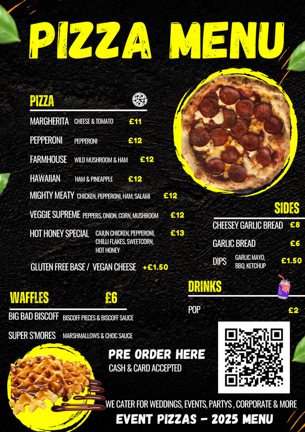 Pop Up Pizza Menu – Event Pizzas